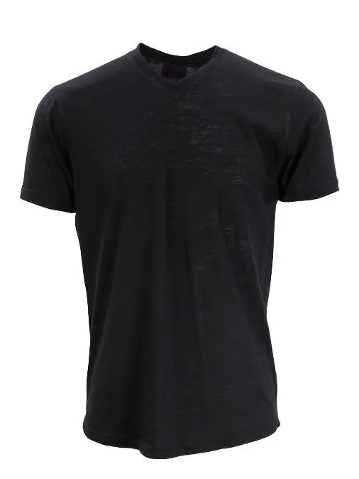 LORDS OF HARLECH Victor Extra Fine Merino Wool V-neck Shirt - Black