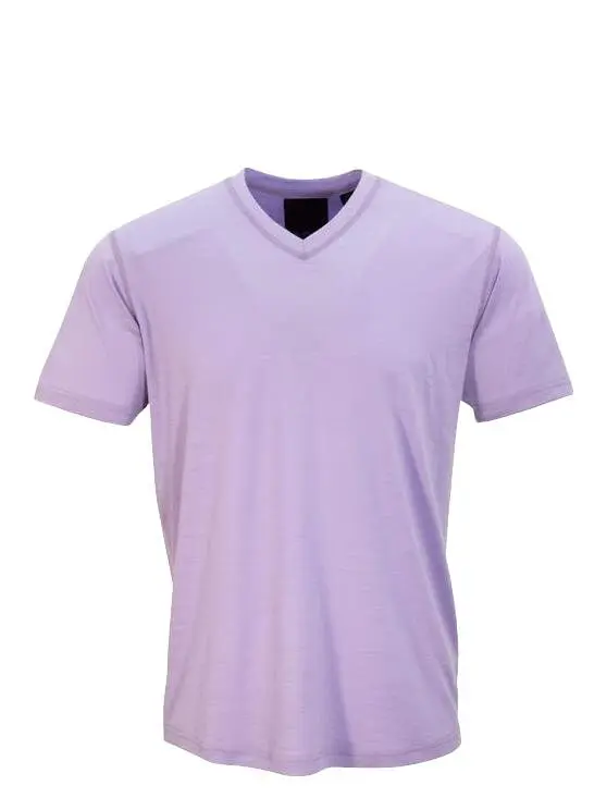 LORDS OF HARLECH Victor Extra Fine Merino Wool V-neck Shirt - Lavender