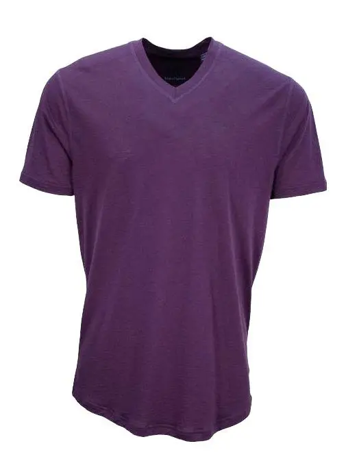 LORDS OF HARLECH Victor Extra Fine Merino Wool V-neck Shirt - Plum