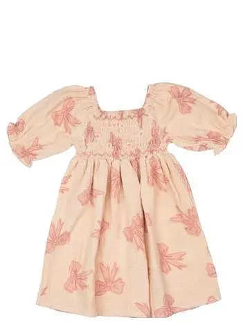 WILD WAWA Ivy Cotton Gauze Dress - Vintage Bows Dusty Pink