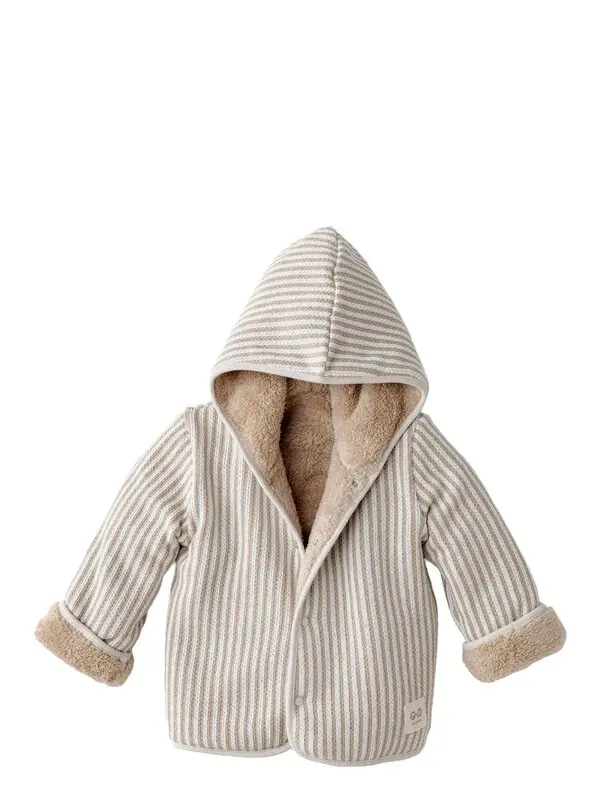 ANDY WAWA Striped Hooded Jacket - Beige
