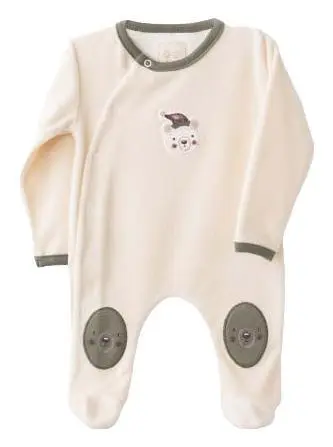 ANDY WAWA Bear Patch Sleepsuit - Ivory