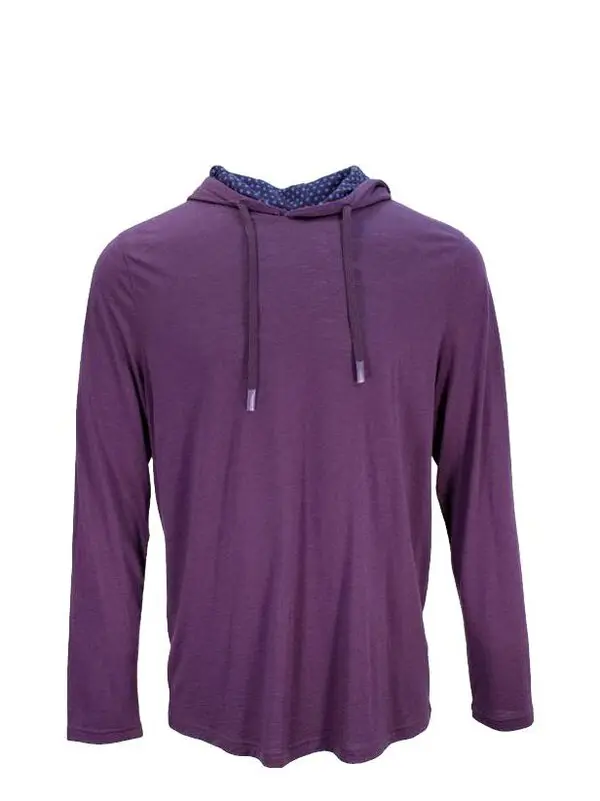LORDS OF HARLECH Hugo Extra Fine Merino Wool Lightweight Hoodie - Plum