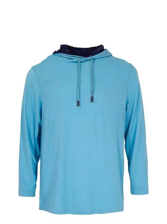 LORDS OF HARLECH Hugo Extra Fine Merino Wool Lightweight Hoodie - Teal