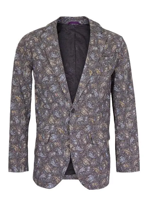 LORDS OF HARLECH Hadrian Stretch Cotton Blazer - Madrid Paisley Smoke