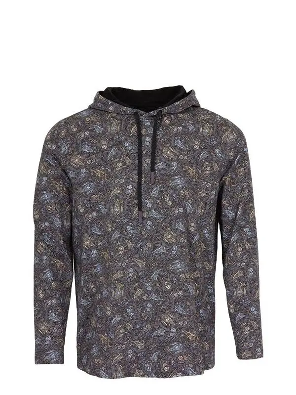 LORDS OF HARLECH Printed Lightweight Hoodie - Madrid Paisley Smoke