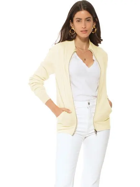 MONTICELLI CASHMERE Pure Cashmere Double-slider Zip Cardigan - Butter Yellow