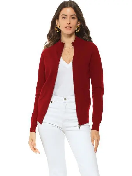 MONTICELLI CASHMERE Pure Cashmere Double-slider Zip Cardigan - Chianti