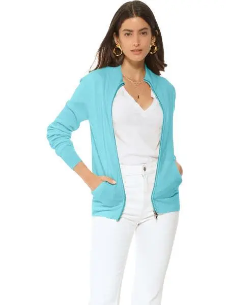 MONTICELLI CASHMERE Pure Cashmere Double-slider Zip Cardigan - Cyan