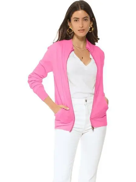 MONTICELLI CASHMERE Pure Cashmere Double-slider Zip Cardigan - Fuchsia