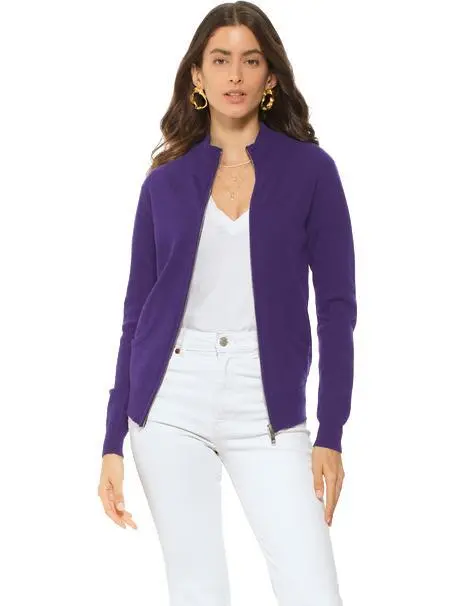MONTICELLI CASHMERE Pure Cashmere Double-slider Zip Cardigan - Iris Purple