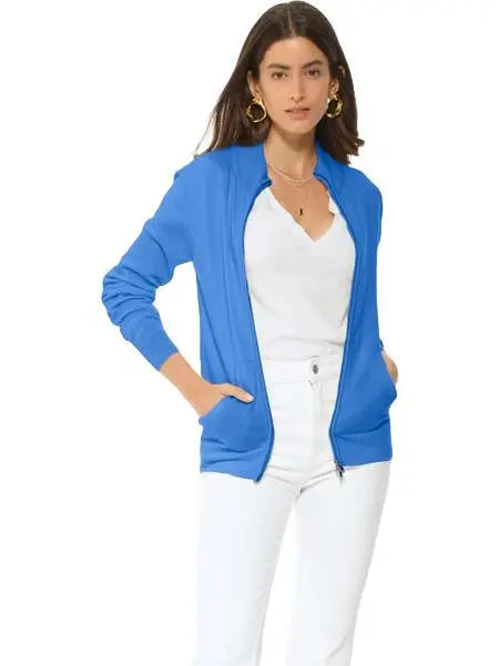 MONTICELLI CASHMERE Pure Cashmere Double-slider Zip Cardigan - Jeans