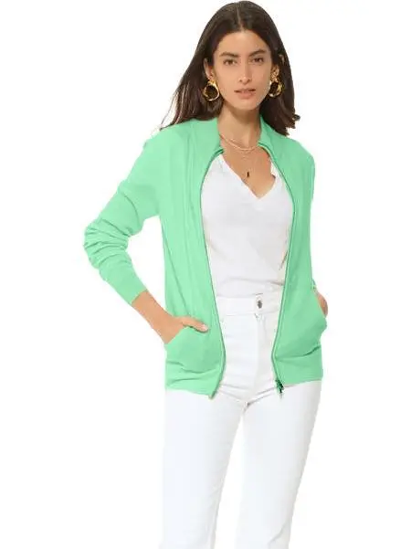 MONTICELLI CASHMERE Pure Cashmere Double-slider Zip Cardigan - Kiwi