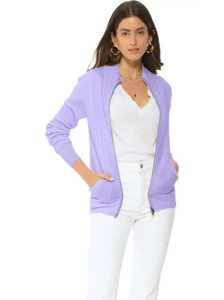 MONTICELLI CASHMERE Pure Cashmere Double-slider Zip Cardigan - Lavender