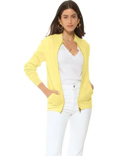 MONTICELLI CASHMERE Pure Cashmere Double-slider Zip Cardigan - Lemon Yellow