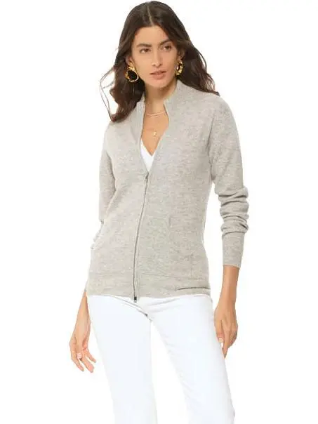 MONTICELLI CASHMERE Pure Cashmere Double-slider Zip Cardigan - Light Gray