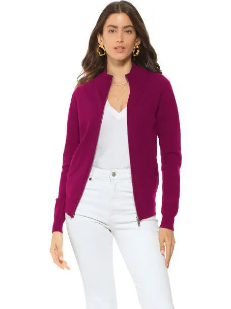 MONTICELLI CASHMERE Pure Cashmere Double-slider Zip Cardigan - Magenta