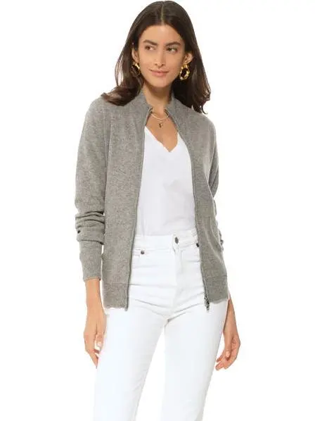 MONTICELLI CASHMERE Pure Cashmere Double-slider Zip Cardigan - Melange Gray