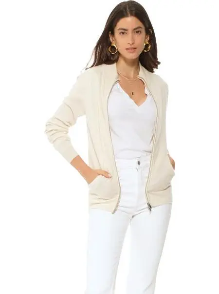 MONTICELLI CASHMERE Pure Cashmere Double-slider Zip Cardigan - Milk White