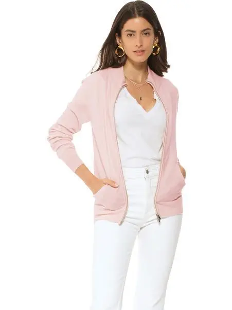 MONTICELLI CASHMERE Pure Cashmere Double-slider Zip Cardigan - Old Rose