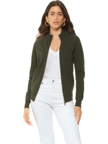 MONTICELLI CASHMERE Pure Cashmere Double-slider Zip Cardigan - Olive Green