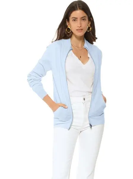MONTICELLI CASHMERE Pure Cashmere Double-slider Zip Cardigan - Pastel Blue