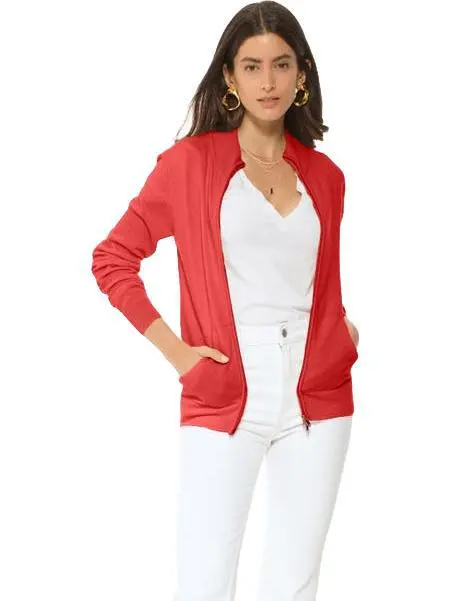 MONTICELLI CASHMERE Pure Cashmere Double-slider Zip Cardigan - Red