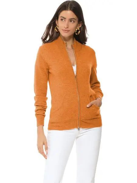 MONTICELLI CASHMERE Pure Cashmere Double-slider Zip Cardigan - Saffron