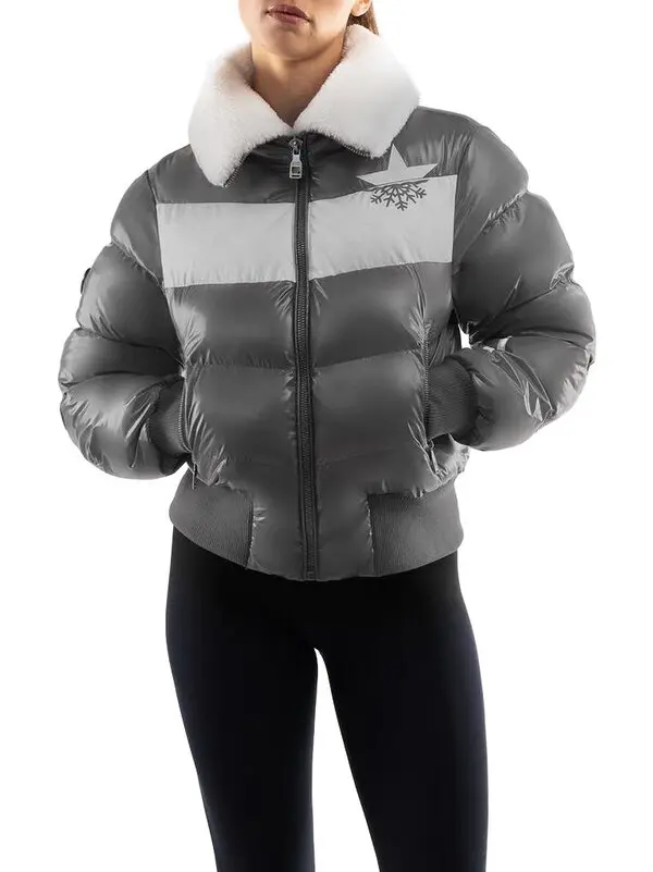 MALIBU SKI CLUB Apres Slick Bomber Jacket - Grey