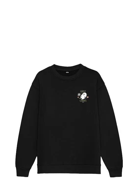 DALIX Ghost Garden Fleece Sweatshirt - Black