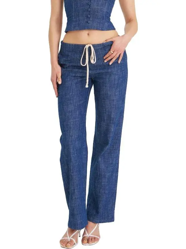 MISS CIRCLE Raffaella Denim Straight Leg Pants - Denim Blue