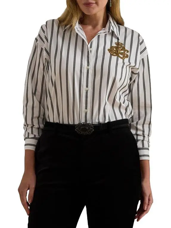 Ralph Lauren Relaxed Fit Stripe Shirt - White/black