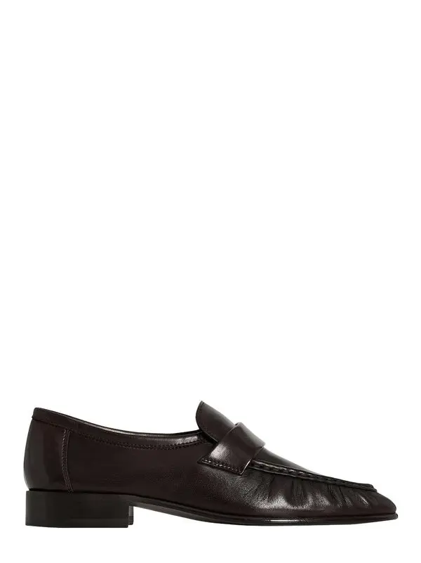 THE ROW Soft Loafer In Leather - Dark Brown
