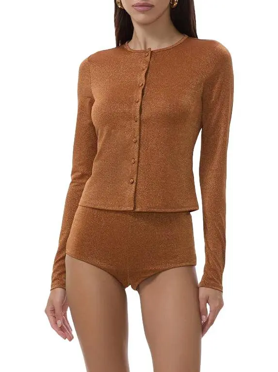 AFRM Linda Metallic Cardigan - Bronze