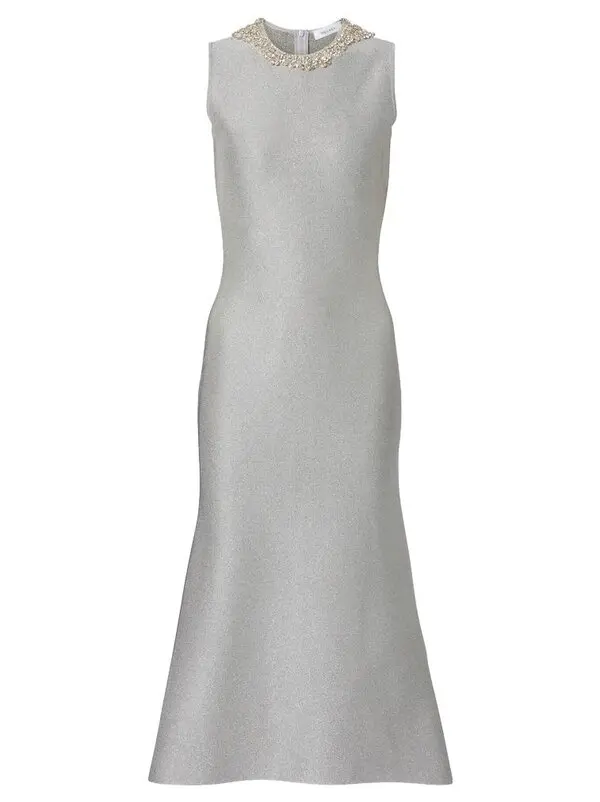 Alexander McQueen Embellished Lamé Cocktail Dress - Silver