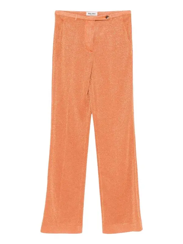 Miu Miu Metallic-effect Trousers - Orange