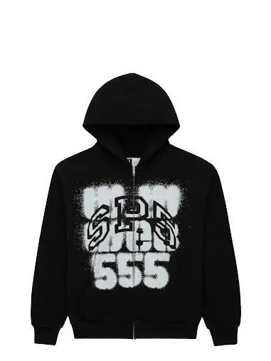 SP5DER Sp555 Zip Hoodie - Black