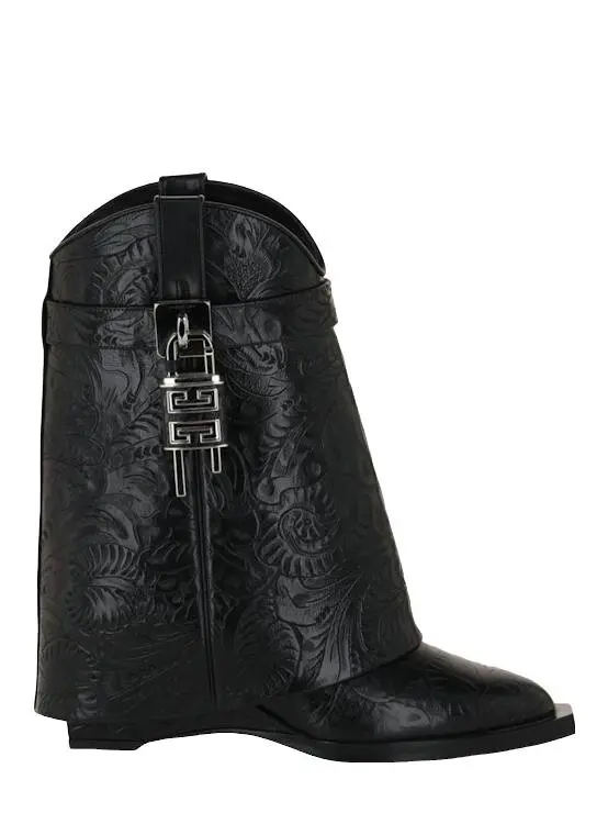Givenchy Shark Lock Cowboy Ankle Boots - Black
