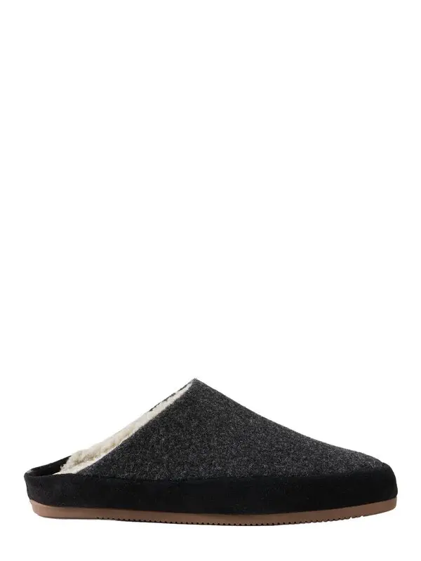 Mulo Suede-trimmed Shearling-lined Wool Slippers - Gray