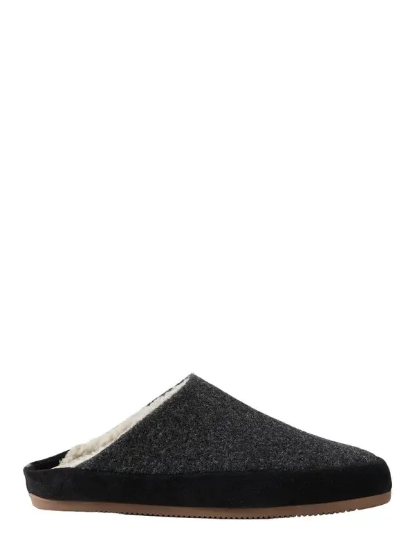 Mulo Suede-trimmed Shearling-lined Wool Slippers - Gray