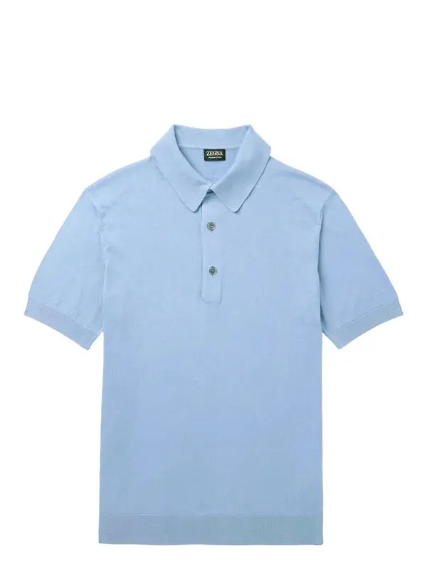 Zegna Slim-fit Cotton Polo Shirt - Blue