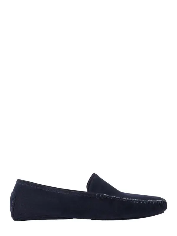 Thom Sweeney Cashmere-lined Suede Slippers - Blue