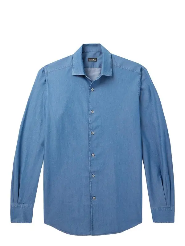 Zegna Cotton-chambray Shirt - Blue