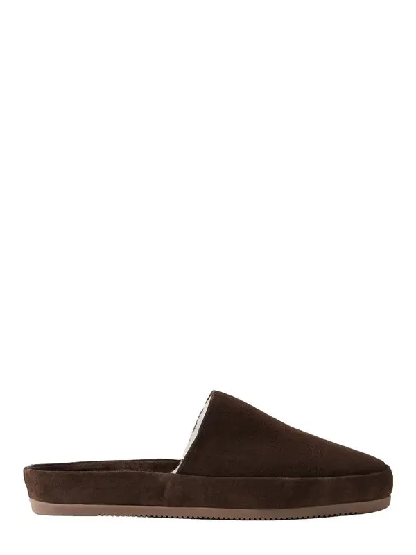 Mulo Suede Slippers - Brown