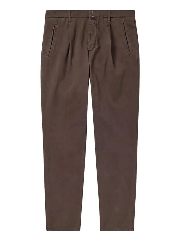 SLOWEAR Incotex Blue Division Straight-leg Pleated Trousers - Brown