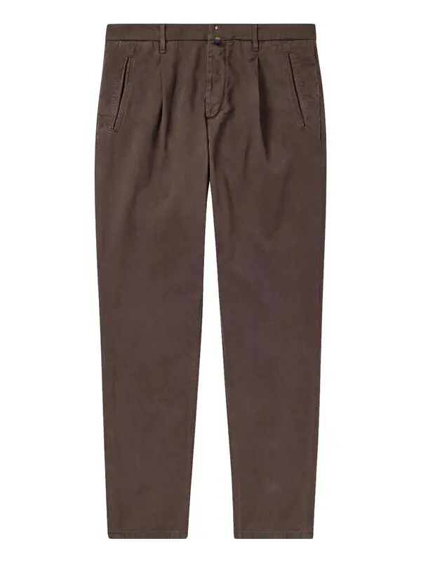 SLOWEAR Incotex Blue Division Cotton And Cashmere-blend Twill Trousers - Brown
