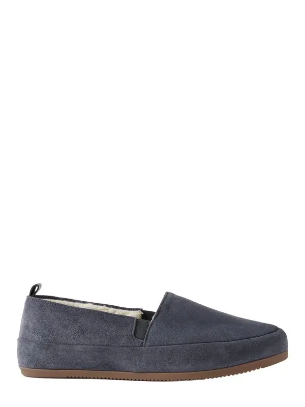 Mulo Fleece-lined Suede Loafers - Blue
