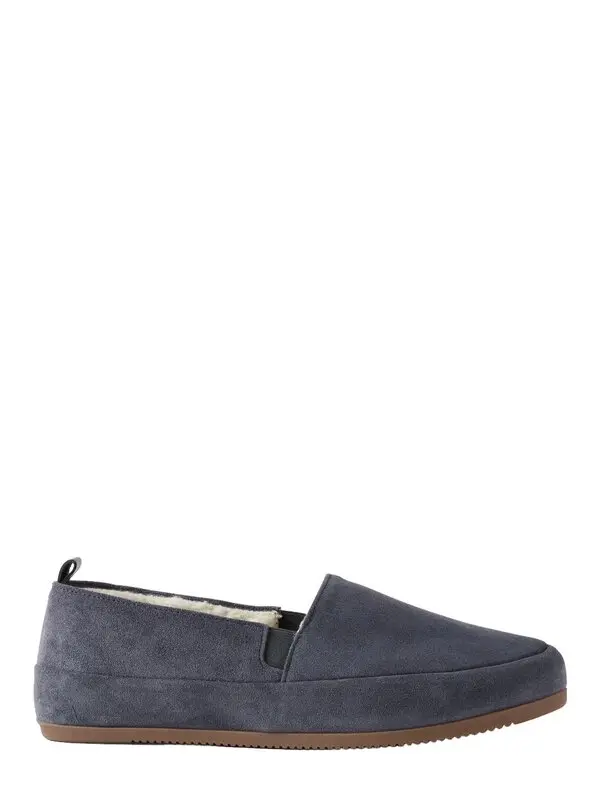 Mulo Fleece-lined Suede Loafers - Blue