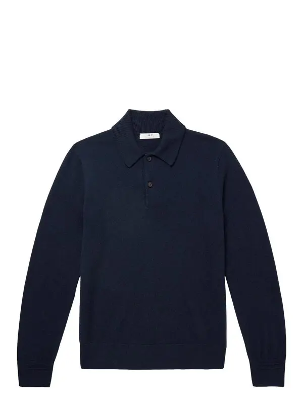 Mr P. Cliff Cashmere Polo Shirt - Blue