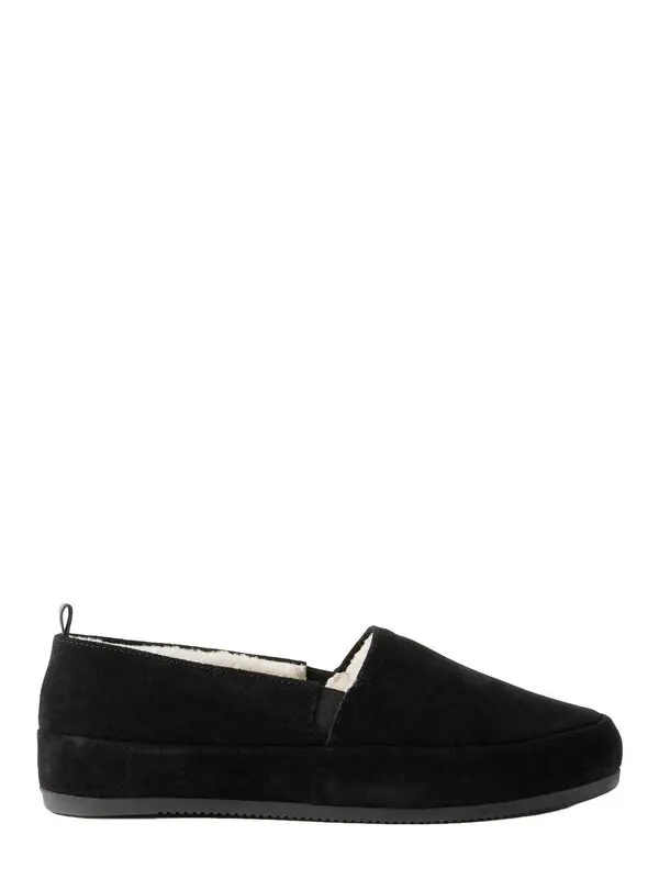 Mulo Shearling-lined Suede Loafers - Black